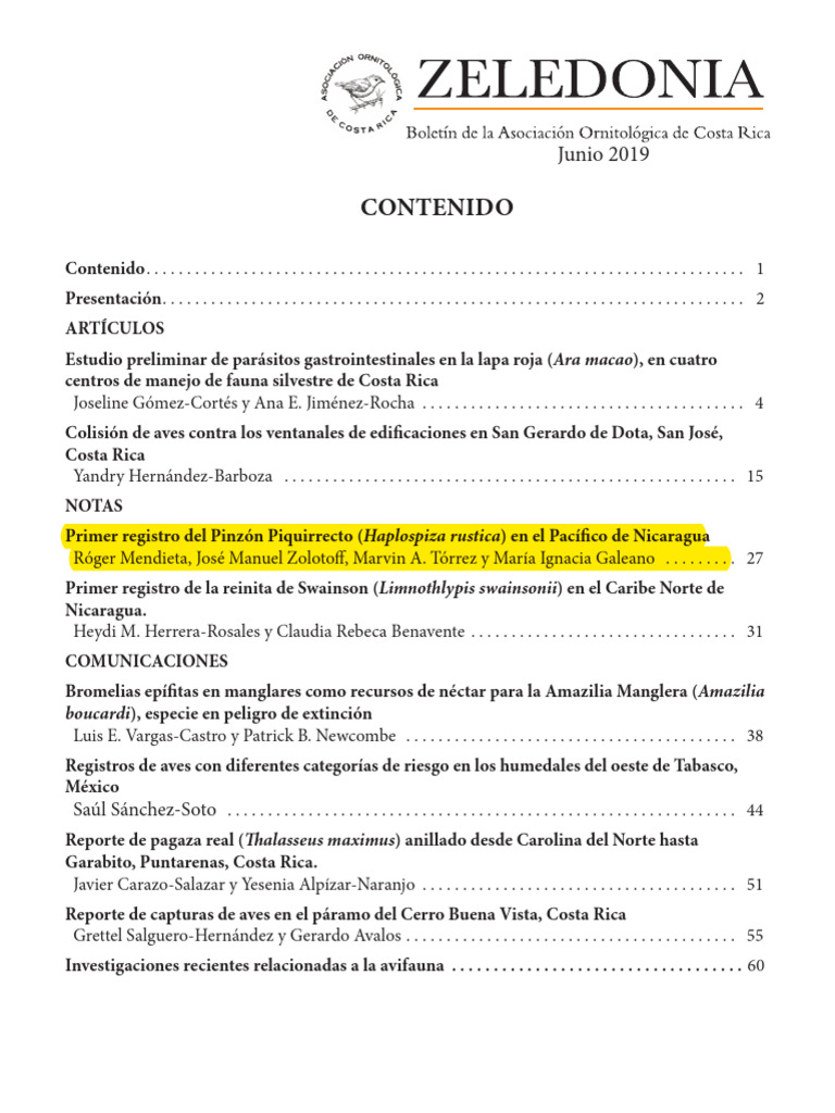 jmzolotoff zeledonia | PDF | Ventana | Aves