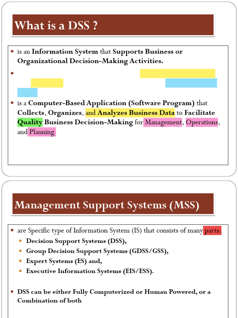 DSS-ch3-2024 | PDF | Decision Support System | Information System