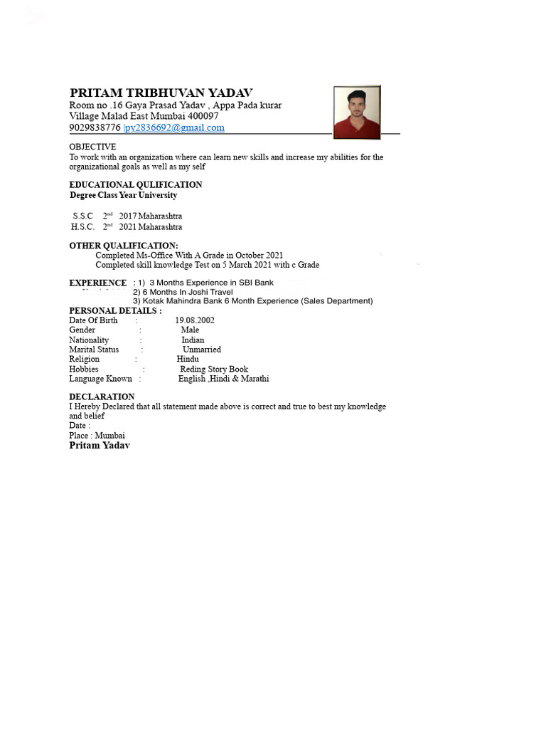 Pritam Tribhuvan Yadav | PDF