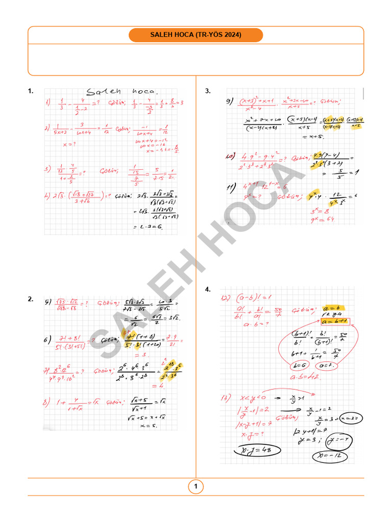 Saleh Hoca Tr-Yos 2024 | PDF