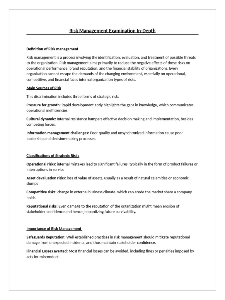 Risk Management Examination | PDF
