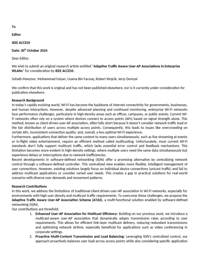ATAS Access Cover Letter | PDF | Wi Fi | Multicast