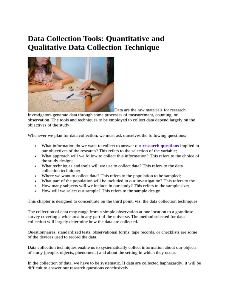Data Collection Tools (1) | PDF | Quantitative Research | Survey Methodology