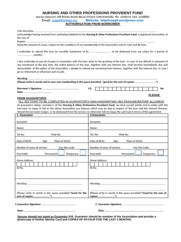 Nursing Provident Fund Loan Application | PDF | Loans | Interest