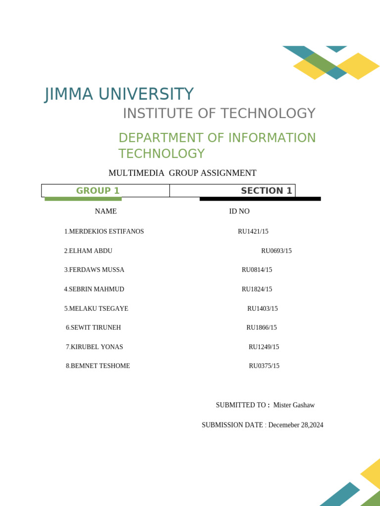 Multimedia Group 1 Assignment | PDF | Data Compression | Video