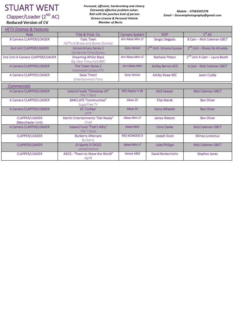 Stuart Went - Clapper Loader Reduced | PDF | Imaging | Photography ...