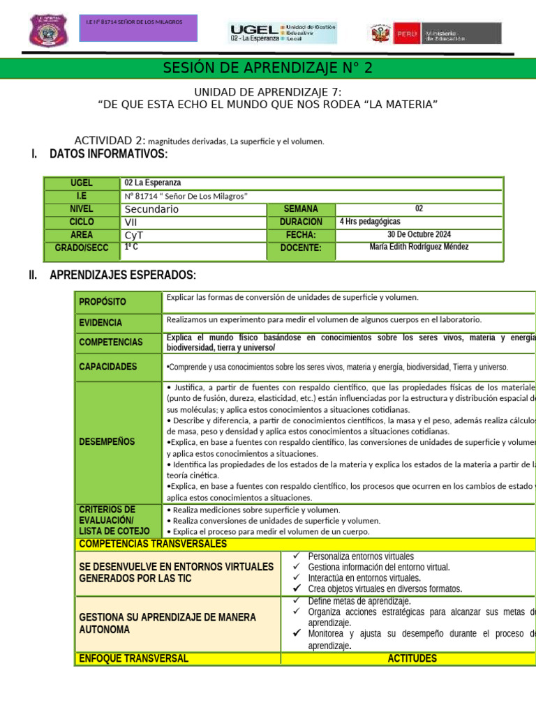 B-1º SES-ACT 2 CYT UND 7 | PDF | Volumen | Importar