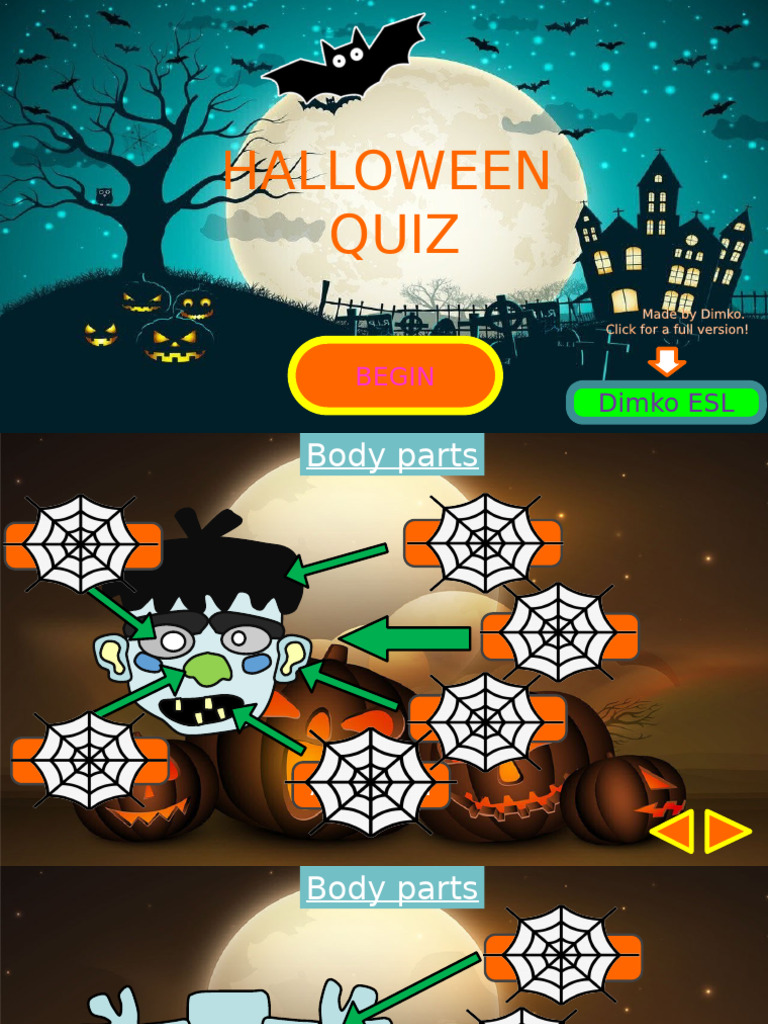 Halloween Body Parts Quiz for ESL | PDF