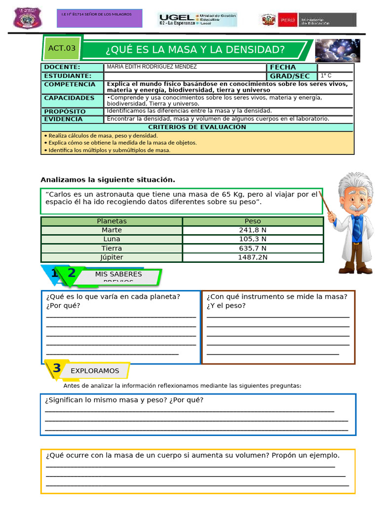 Masa y Densidad: Conceptos Clave | PDF | Densidad | Masa