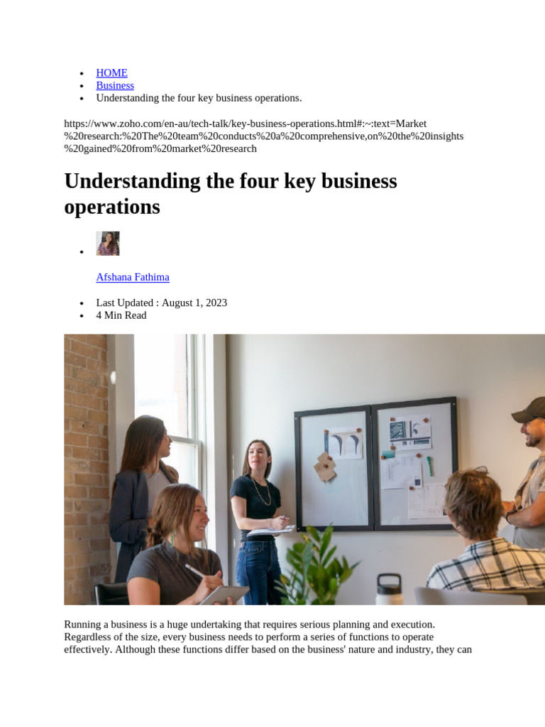 Understanding The Four Key Business Operations | PDF | Marketing ...