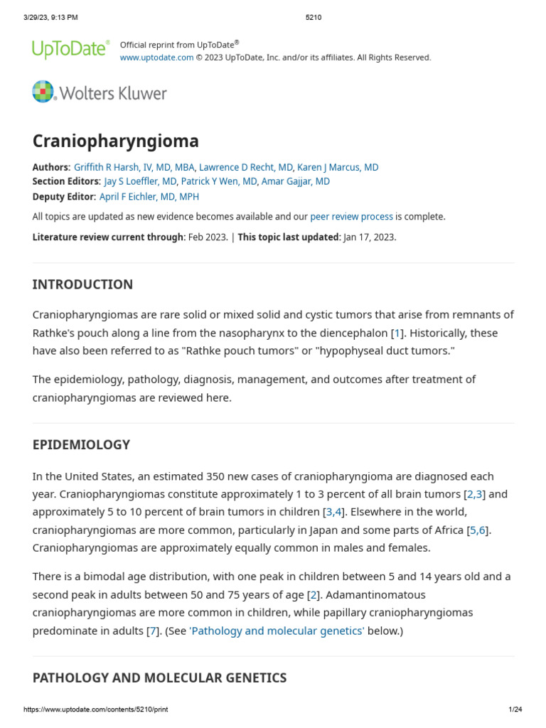 Craniopharyngioma | PDF | Radiation Therapy | Medical Specialties