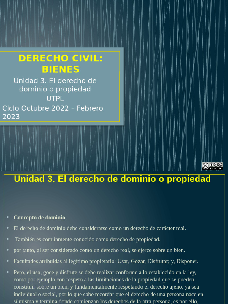 DERECHO CIVIL BIENES El derecho de dominio o propiedad | PDF ...
