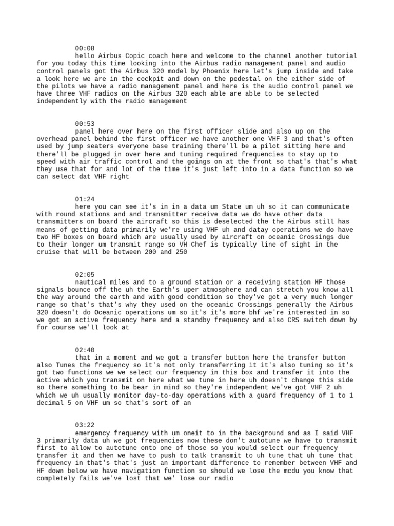 Airbus A320 Radio Management Tutorial | PDF | Very High Frequency | Radio