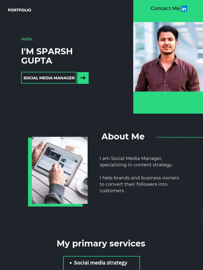 Social Media Manager Portfolio - Sparsh Gupta | PDF