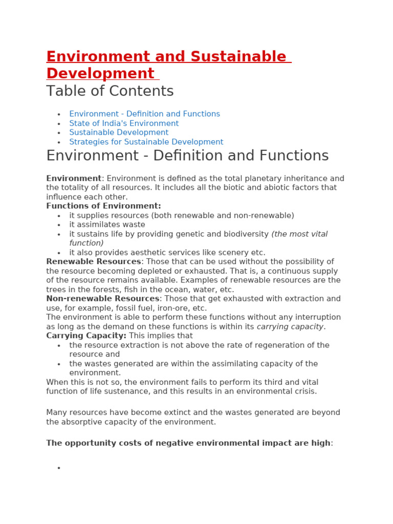 Sustainable Development Notes | PDF | Climate Change | Energy Development