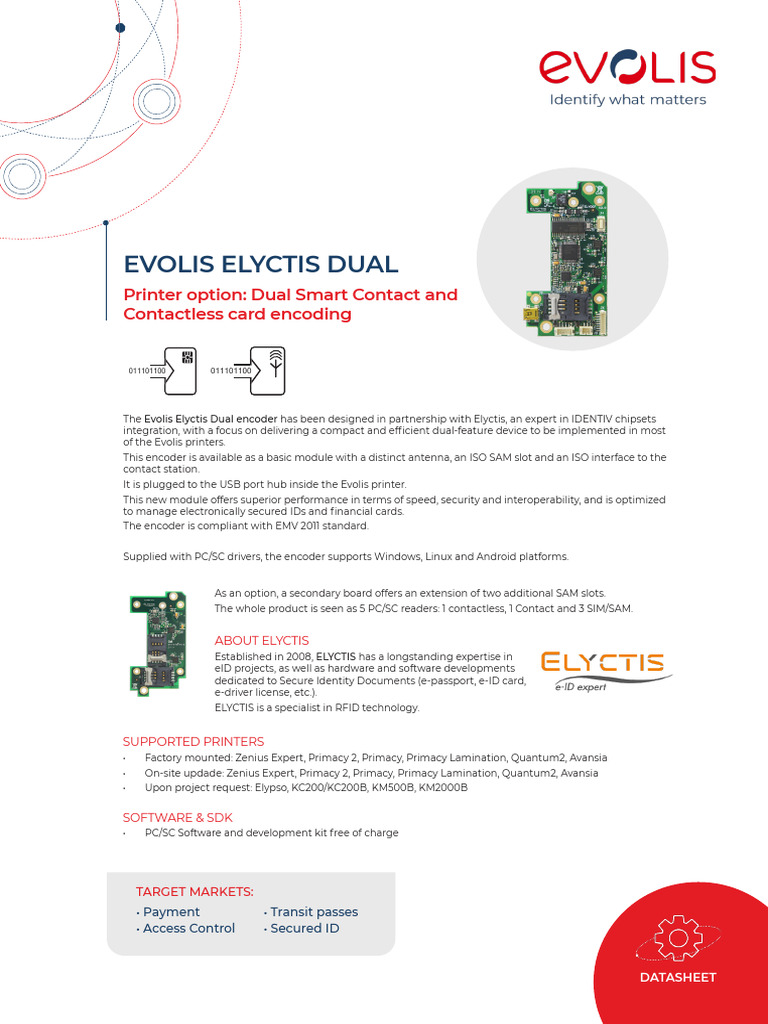 Evolis Elyctis Dual Encoder Overview | PDF | Smart Card | Computing