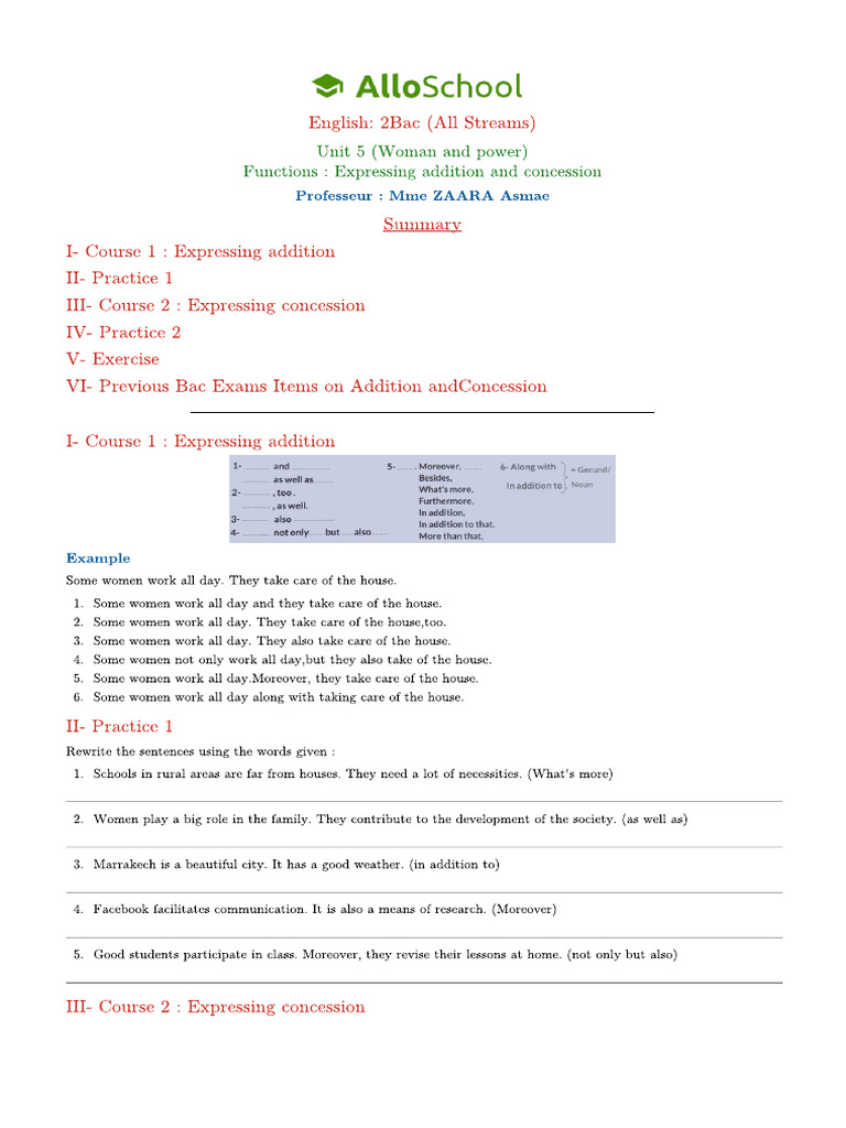 functions-5-expressing-addition-and-concession | PDF