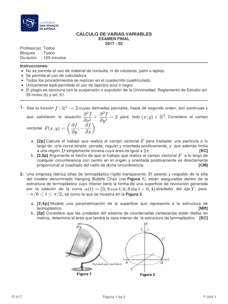 examen-final-2017-02 | PDF | Vector Euclidiano | Física Matemática