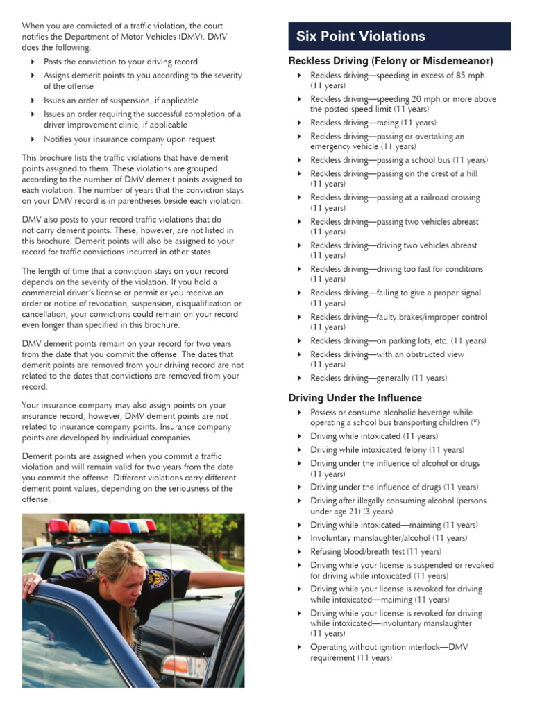 dmv point | PDF | Driving Under The Influence | Traffic