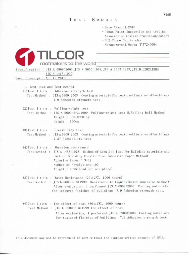 Japan_JIS_Coating_Test_Report (1) | PDF