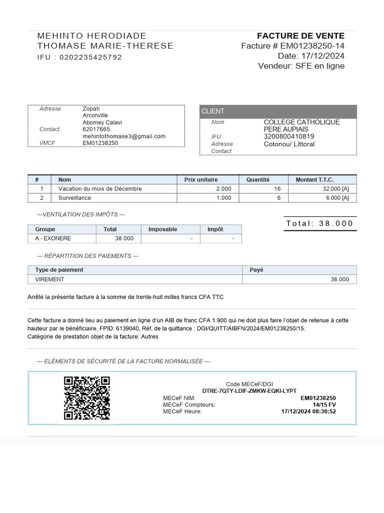 Facture EM01238250-14 20241217083101 | PDF | Documents commerciaux ...