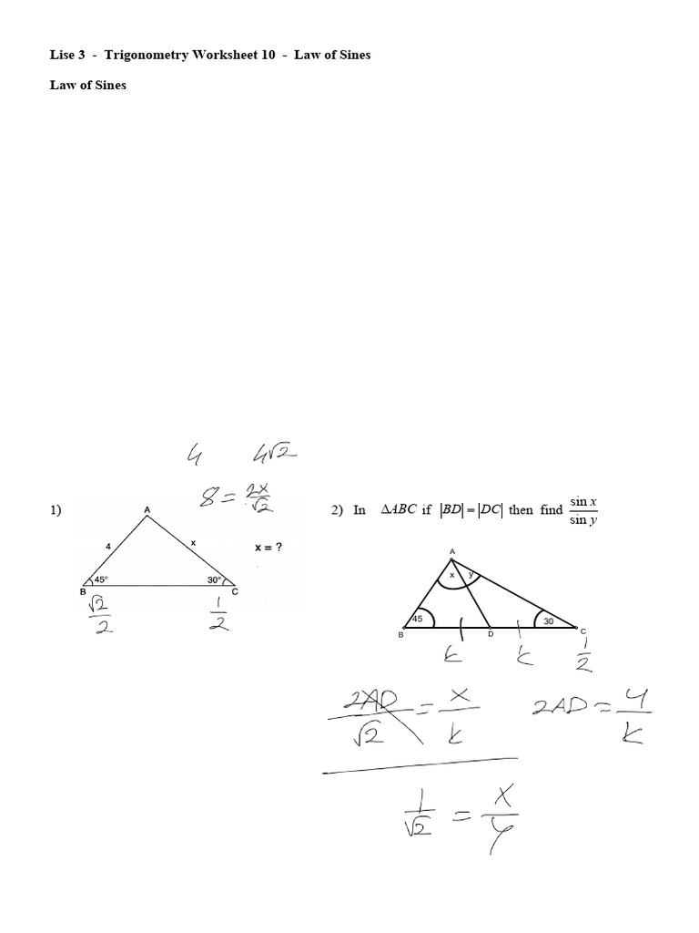 WS10-Law of Sines 2 | PDF