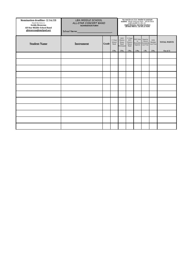 Lba MS Nomination Form - 2023 | PDF