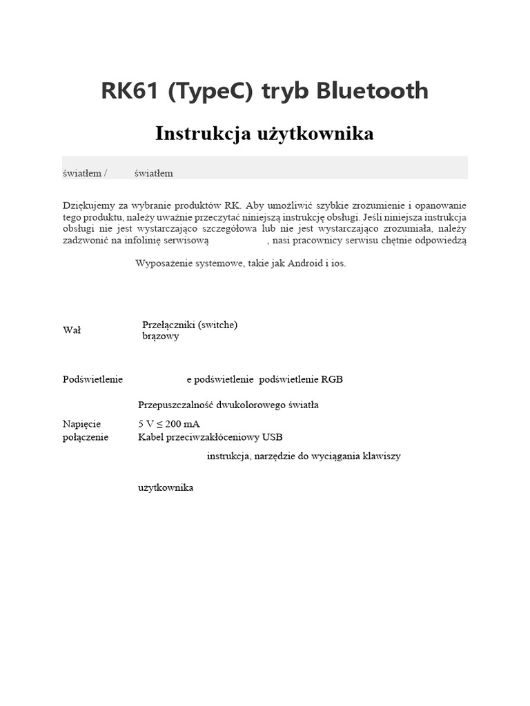 RK61 Instrukcja U - Ytkownika | PDF