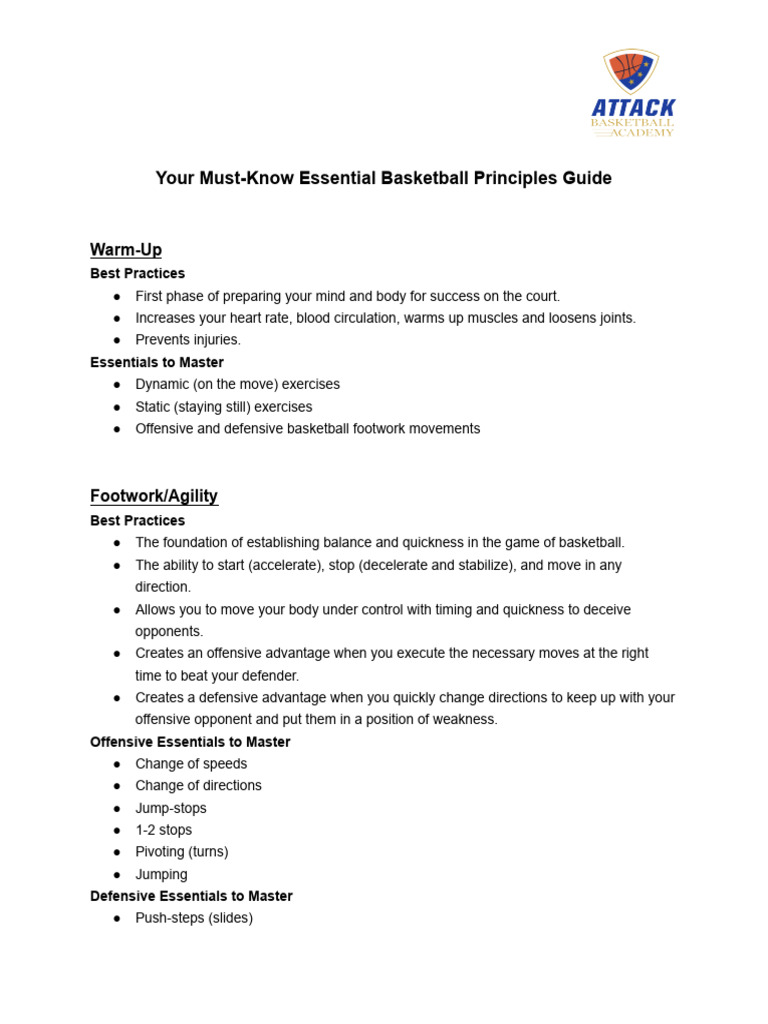 Your Must-Know Basketball Principles Guide | PDF | Basketball Positions ...