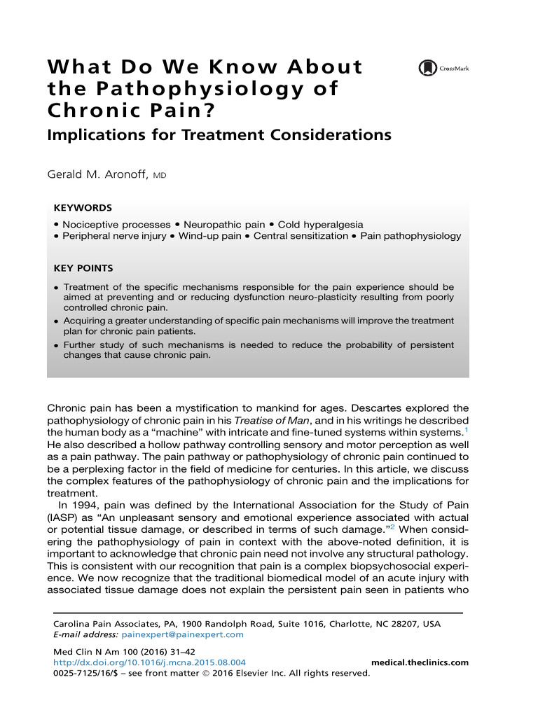 10.pathophysiology of Chronic Pain | PDF | Pain | Neuron