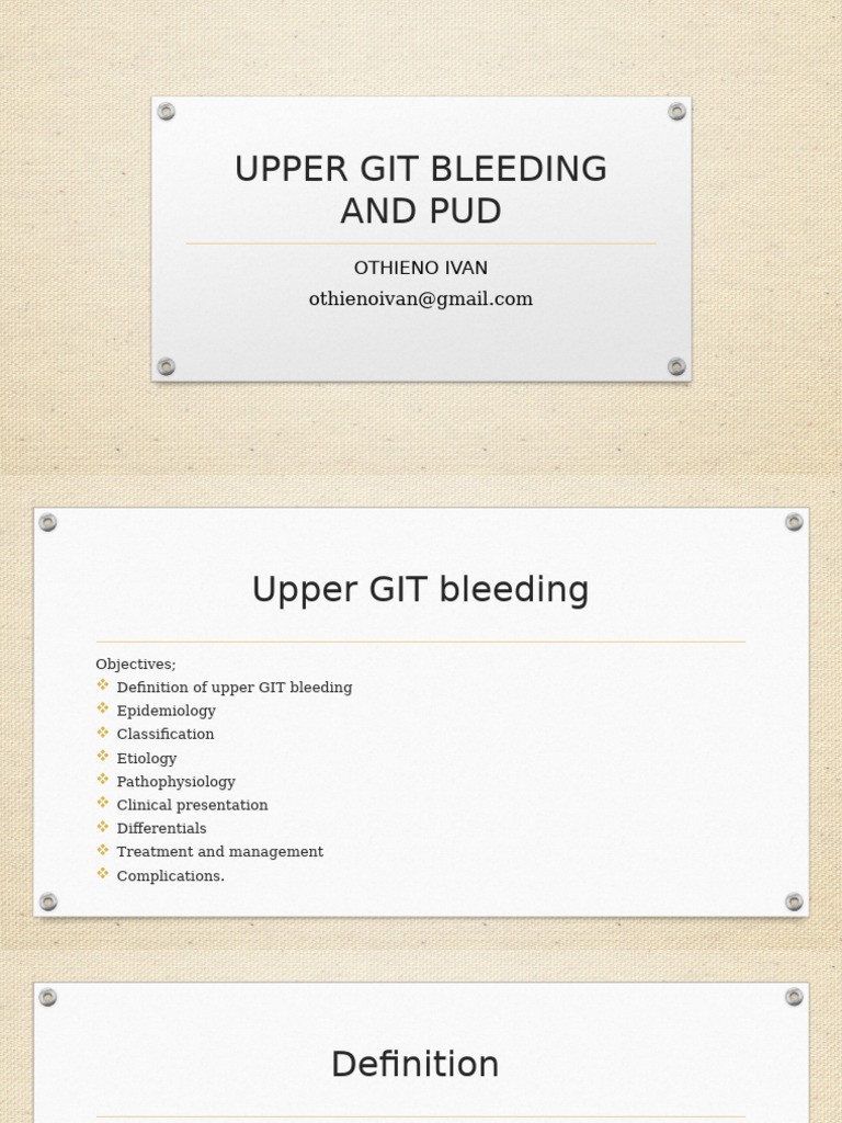 Upper GI Bleeding and PUD Overview | PDF | Cirrhosis | Digestive Diseases
