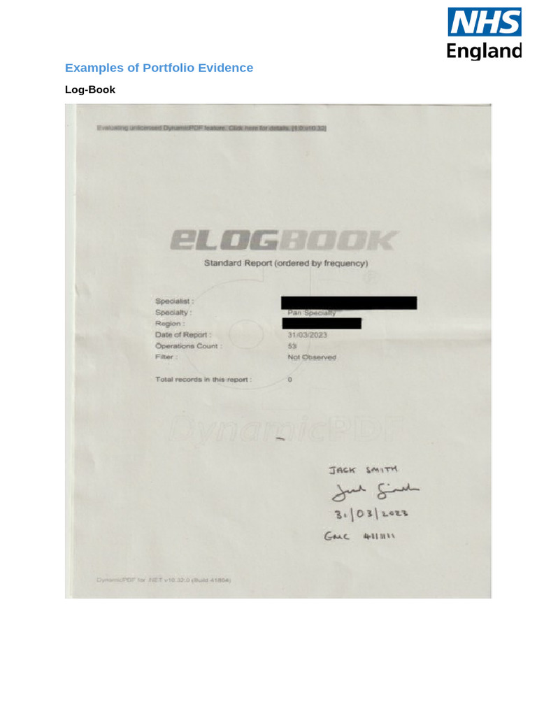 Examples of Portfolio Evidence | PDF