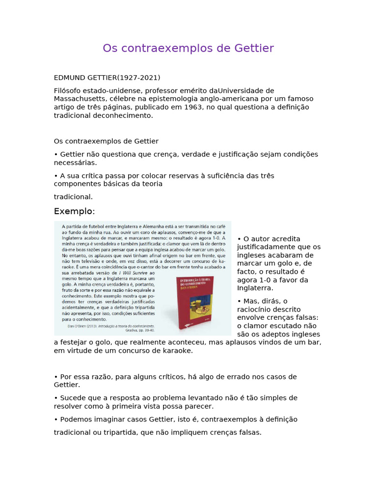 Os Contraexemplos de Gettier | PDF