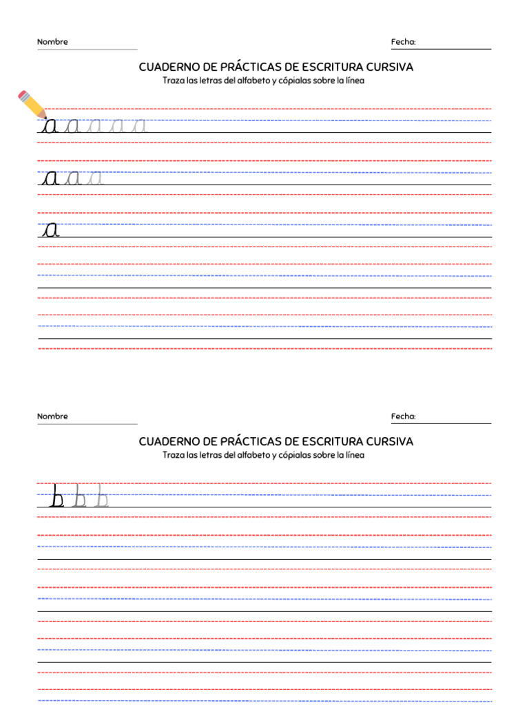 Cuaderno de Prácticas de Escritura Cursiva | PDF