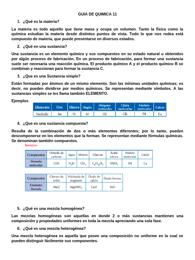 Guia de Quimica 11 | PDF