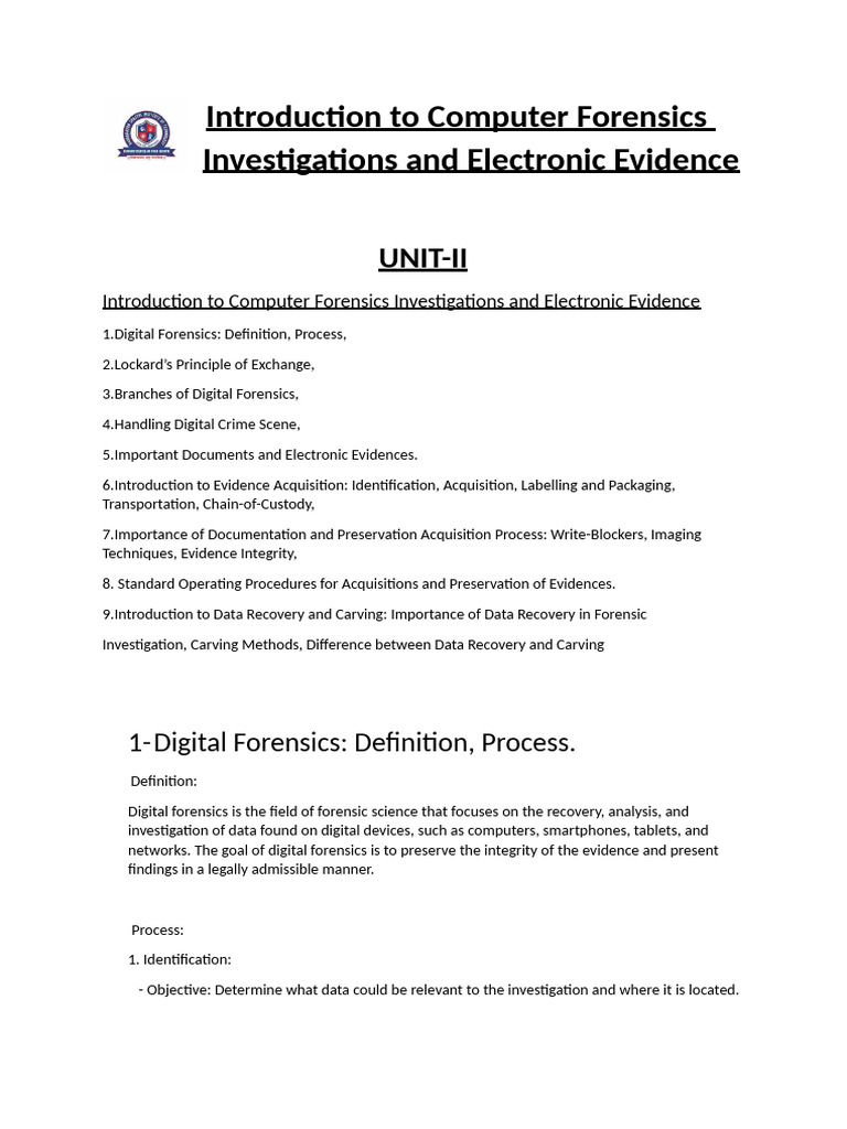 Introduction to Computer Forensics Investigations and Electronic ...