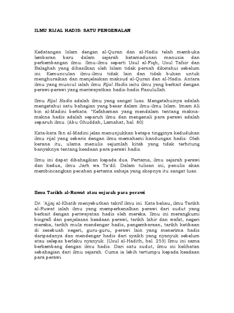Ilmu Rijal Hadis | PDF | Agama & Spiritualitas