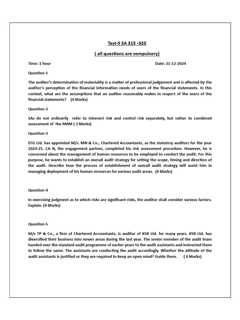 Test-5 SA 315 and 320 | PDF