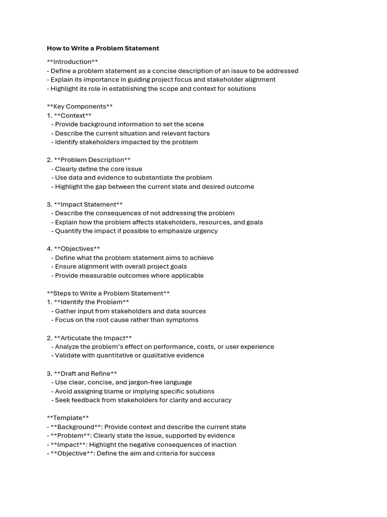 How To Write A Problem Statement | PDF | Goal | Customer Satisfaction