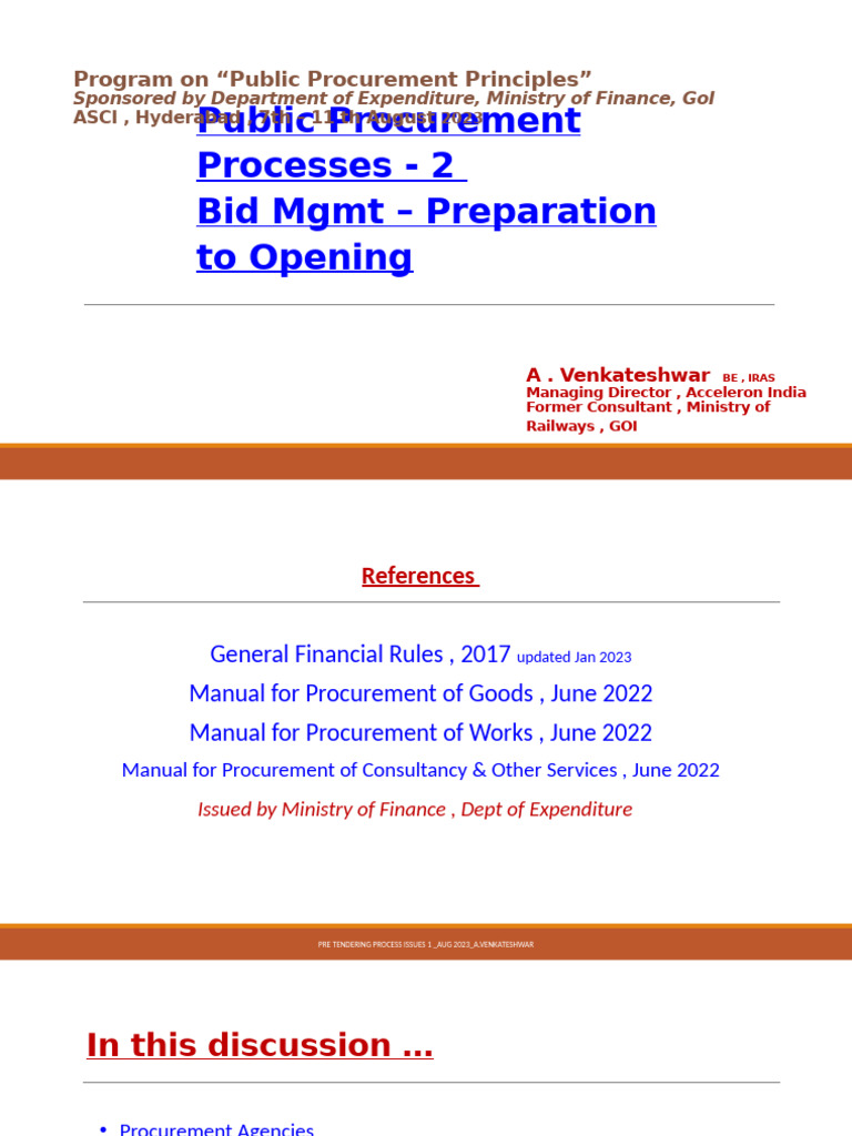 Pub Proc Process - 2 - Bid MGMT - Preparation To Opening | PDF ...