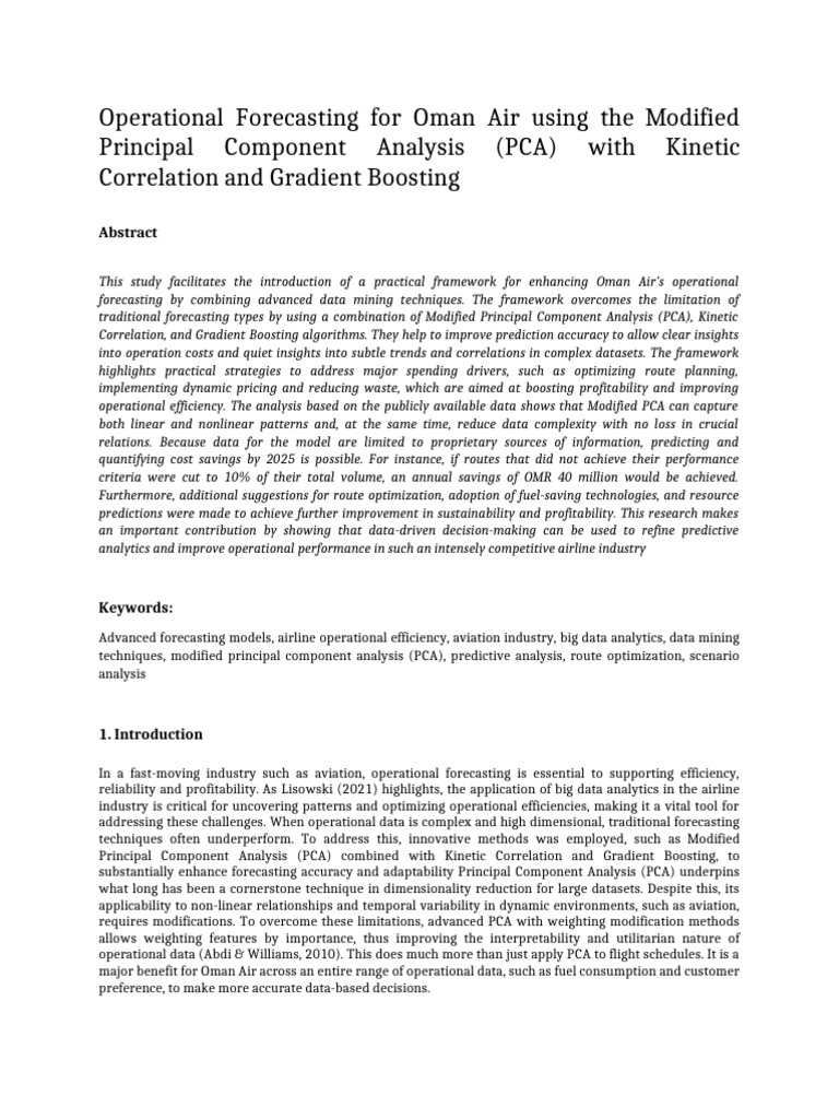 Oman Air Forecasting with PCA & Boosting | PDF | Principal Component Analysis | Forecasting