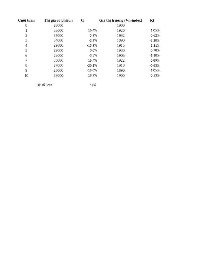 Tính hệ số beta - Thảo luận 2 - Đề án TCDN | PDF