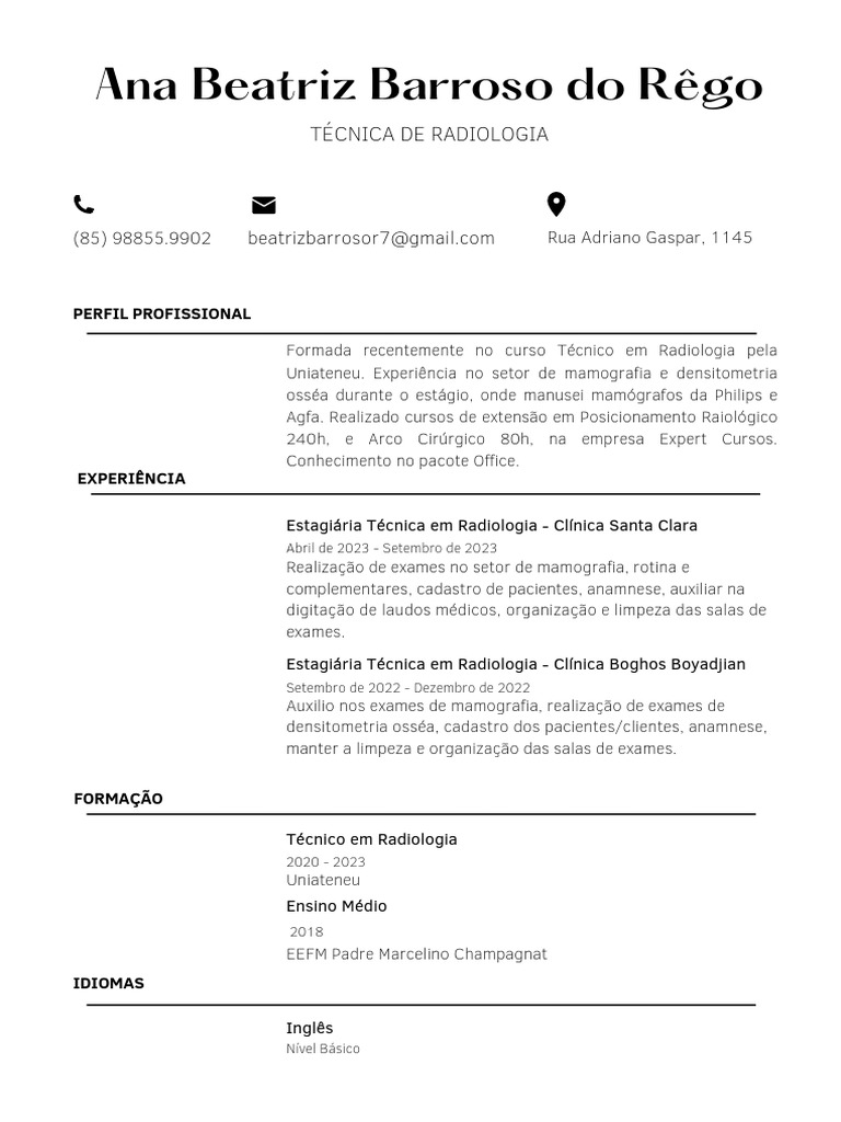 Currículo Ana Beatriz Barroso PDF | PDF