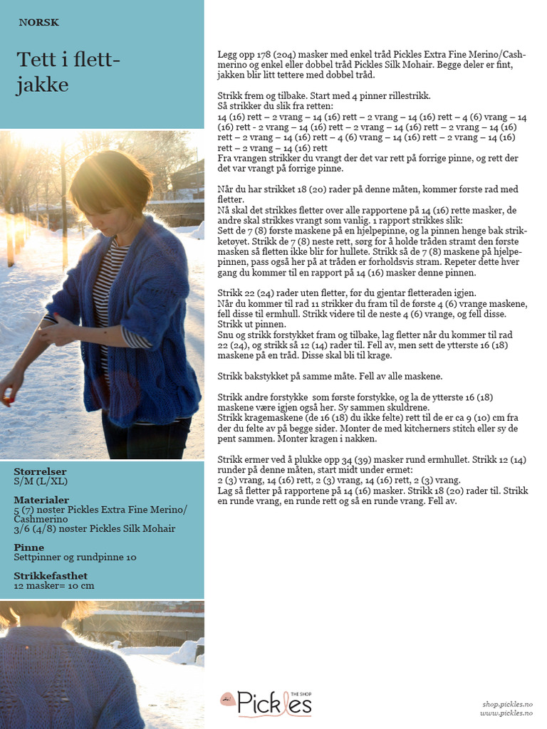 Close Cables Cardigan Heidi Gronvold Pickles | PDF