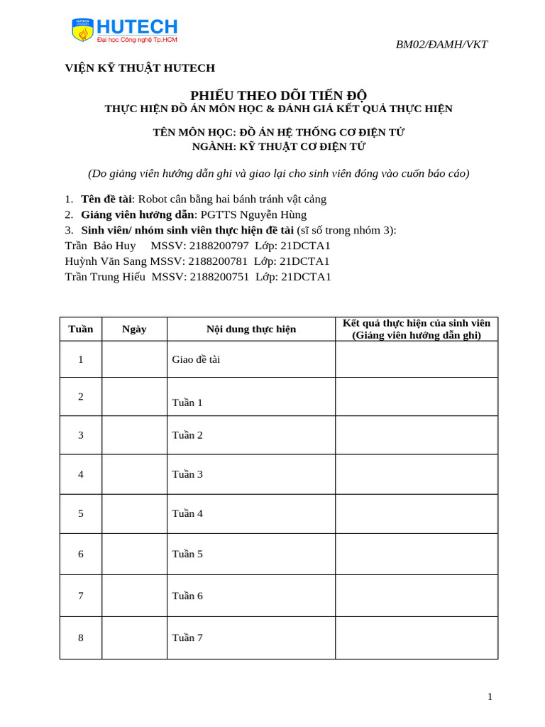 Phieu Theo Doi Tien Do - 190124 | PDF