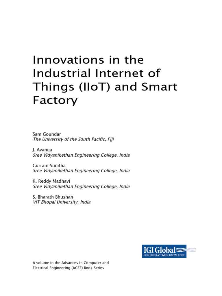 Innovations in The Industrial Internet of Things (Iiot) and Smart ...