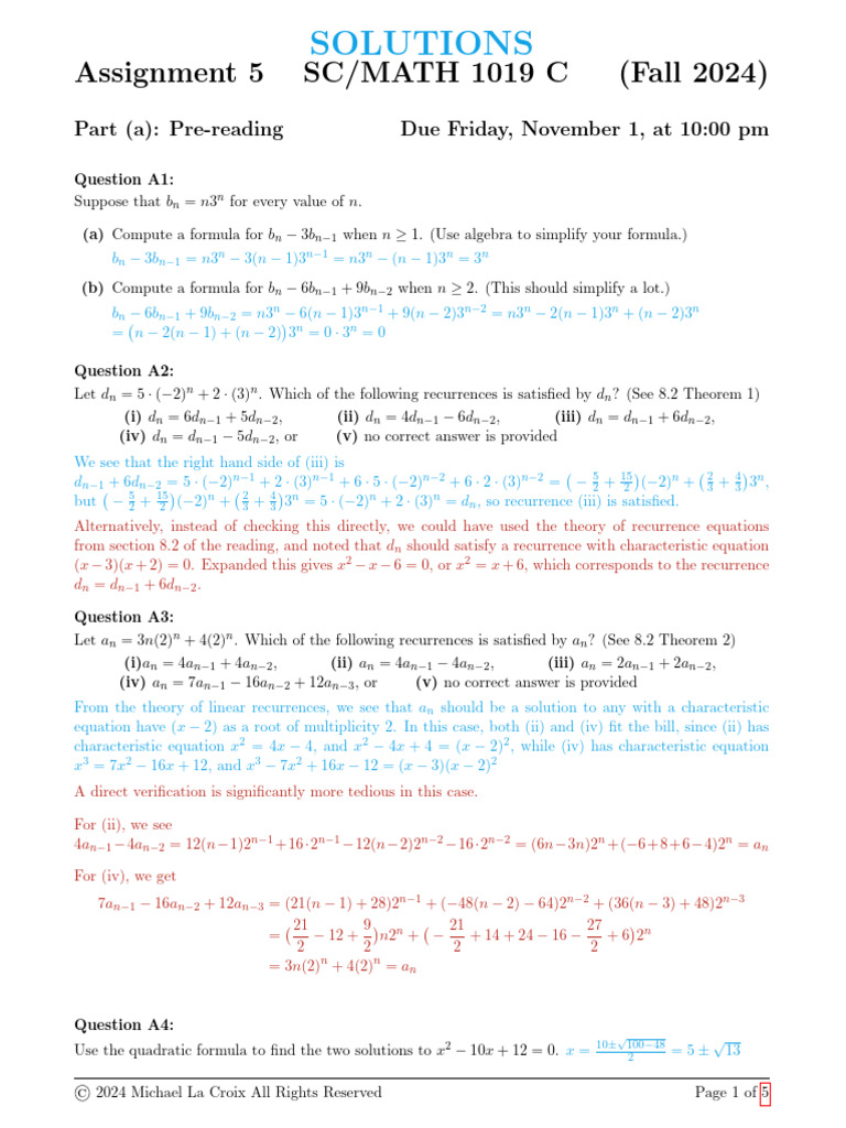 Assignment 5 S | PDF | Mathematics | Mathematical Logic