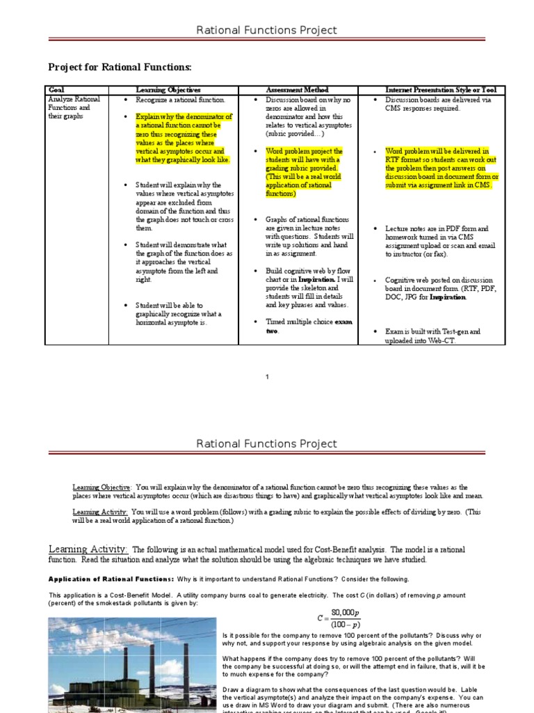 Rational Functions Project | PDF | Asymptote | Insight
