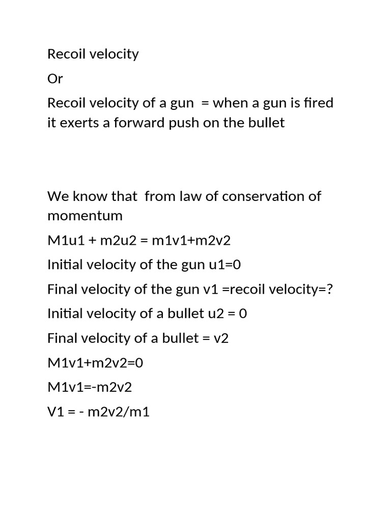 Gun Recoil Velocity Calculation | PDF