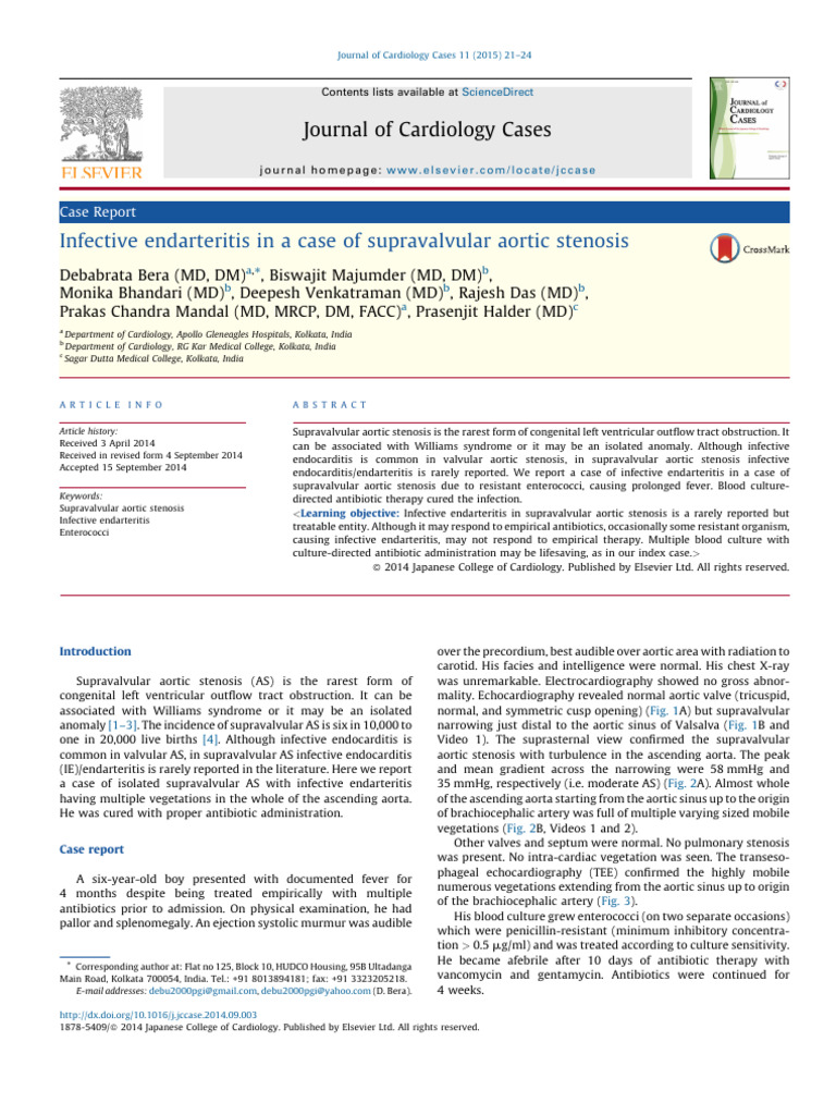 Infective Endarteritis in A Case of Supravalvular - 2015 - Journal of ...